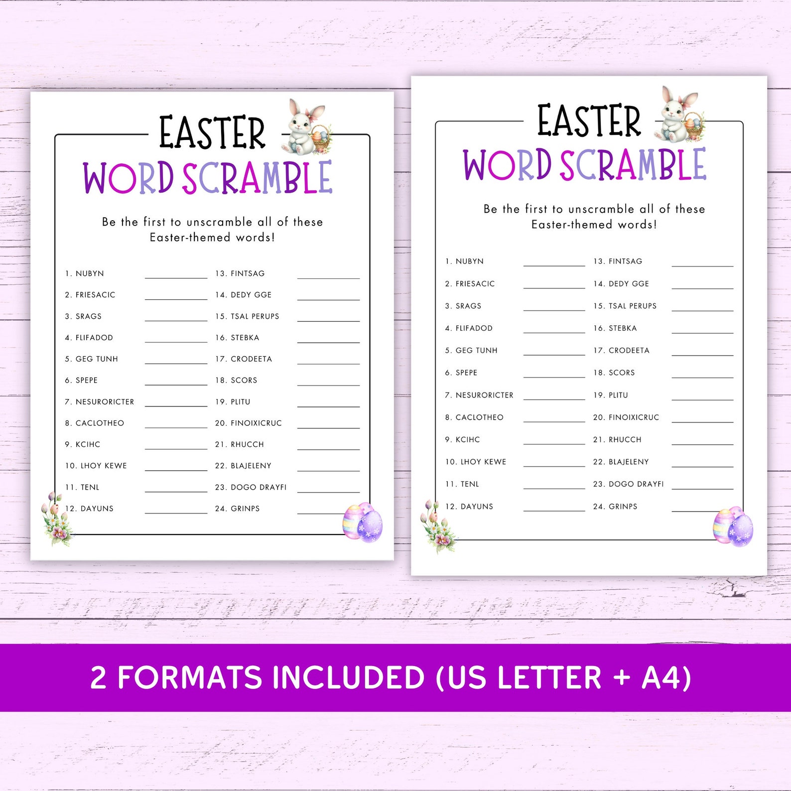 Easter Word Scramble - Printable Easter Activity - Easter Party Game ...