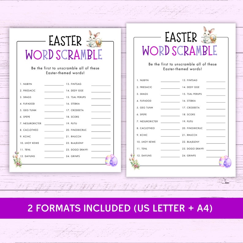 Easter Word Scramble - Printable Easter Activity - Easter Party Game ...
