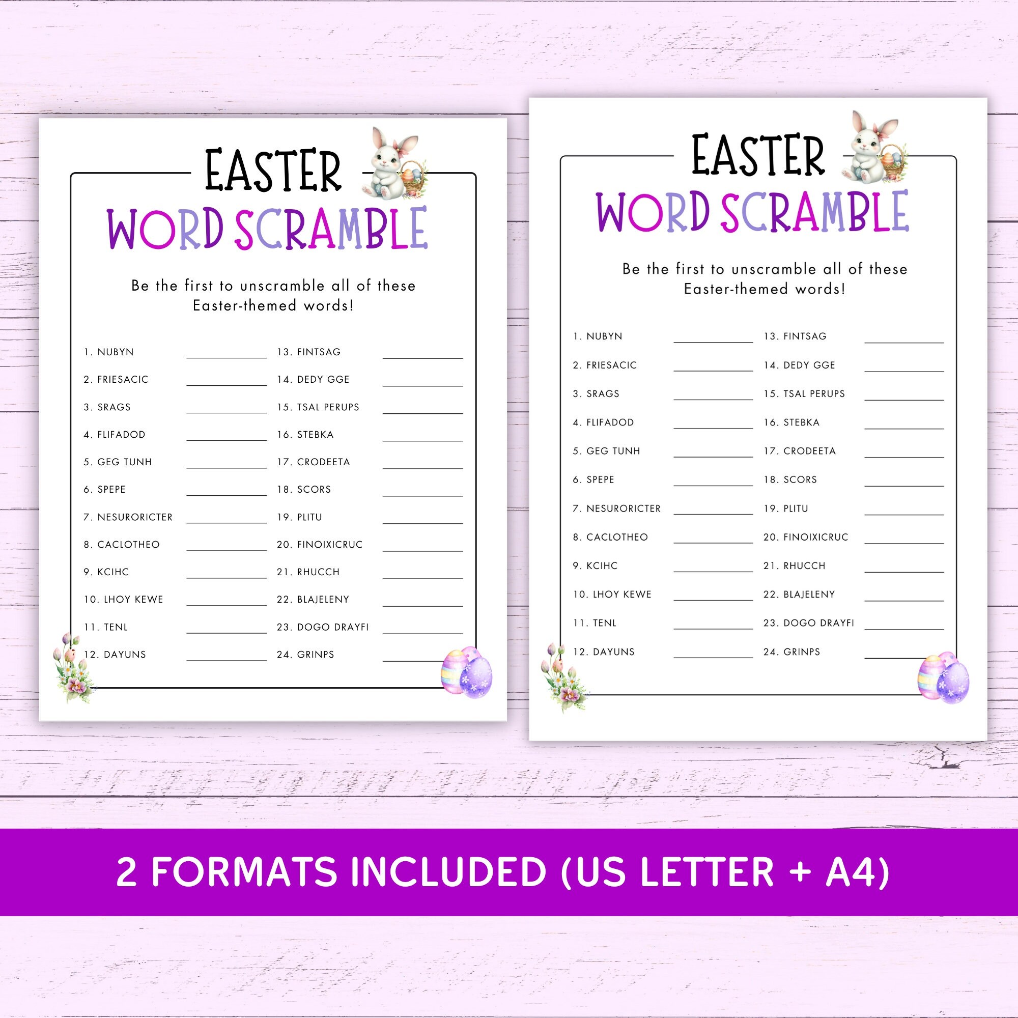 Easter Word Scramble - Printable Easter Activity - Easter Party Game ...