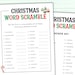 Christmas Word Scramble - Printable Holiday Activity - Christmas Party ...