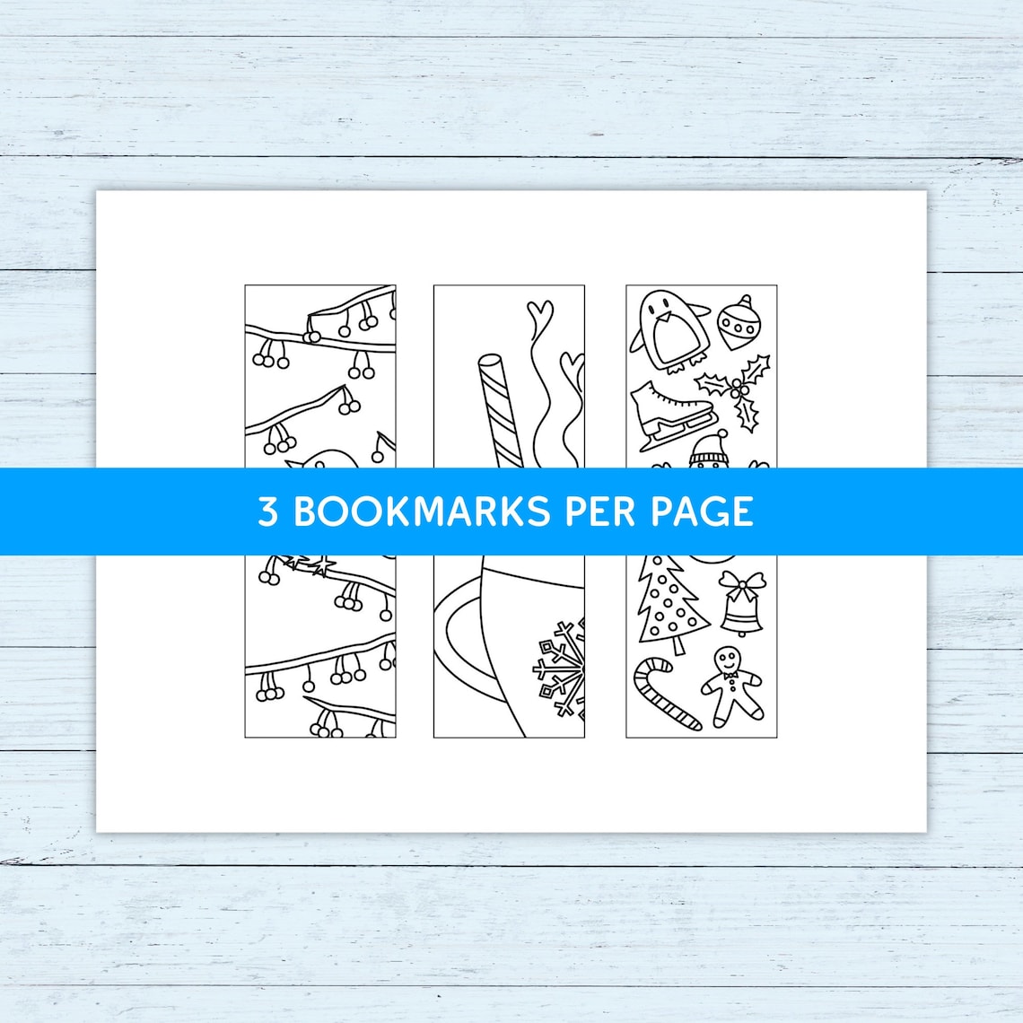 Printable Winter Coloring Bookmarks - Set of 6 - PDF Instant Digital ...