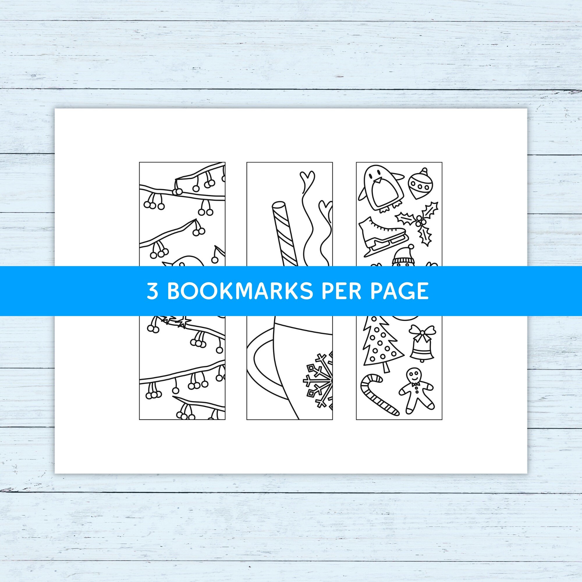 Printable Winter Coloring Bookmarks Set of 6 PDF Instant Digital ...