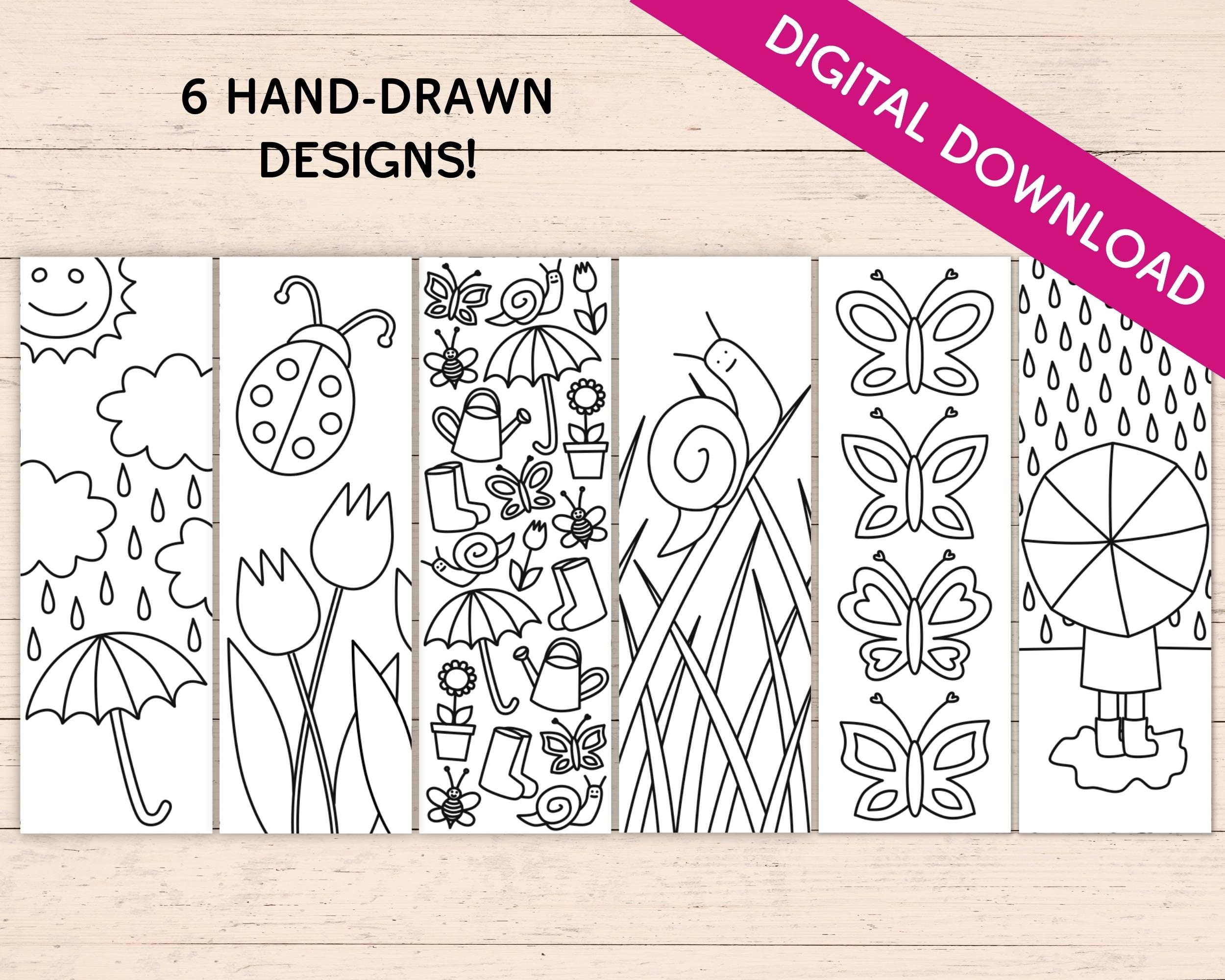 Printable Spring Coloring Bookmarks Set of 6 PDF Instant - Etsy Canada