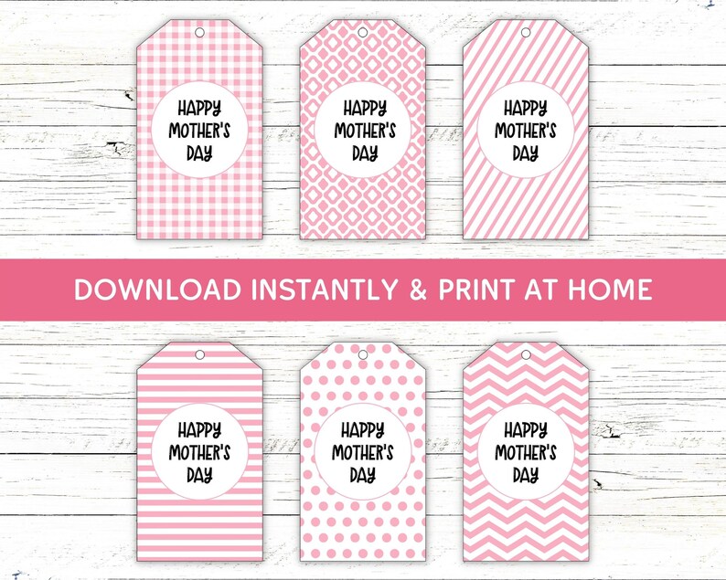 Printable Mother's Day Gift Tag Bundle With Pink Patterned - Etsy