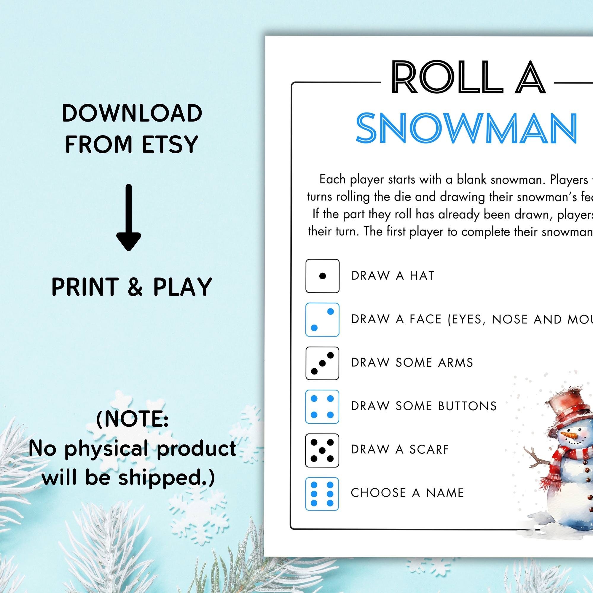Roll a Snowman Game - Printable Christmas Game - Winter Activity for ...