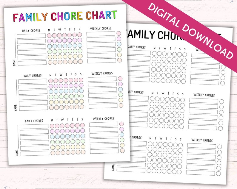 Printable Family Chore Chart Editable Chore Chart for - Etsy