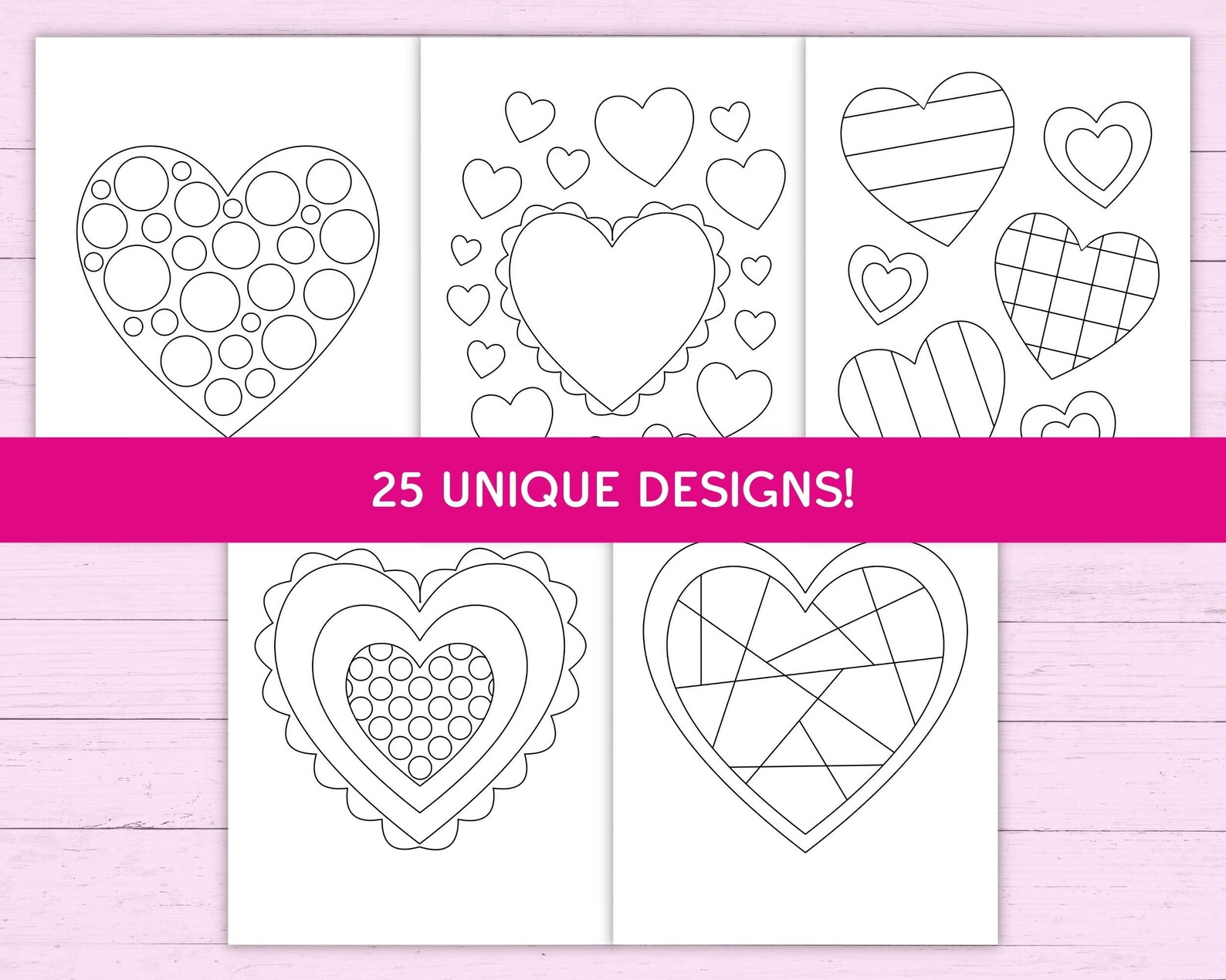25 Heart Coloring Pages Instant Download PDF | Etsy