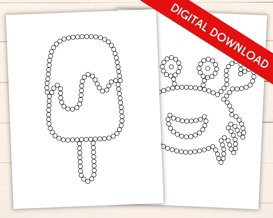 Summer Q-tip Tracing Sheets Printable Preschool Worksheets - Etsy