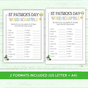 St Patrick's Day Word Scramble - Printable St Patty's Activity - Party ...