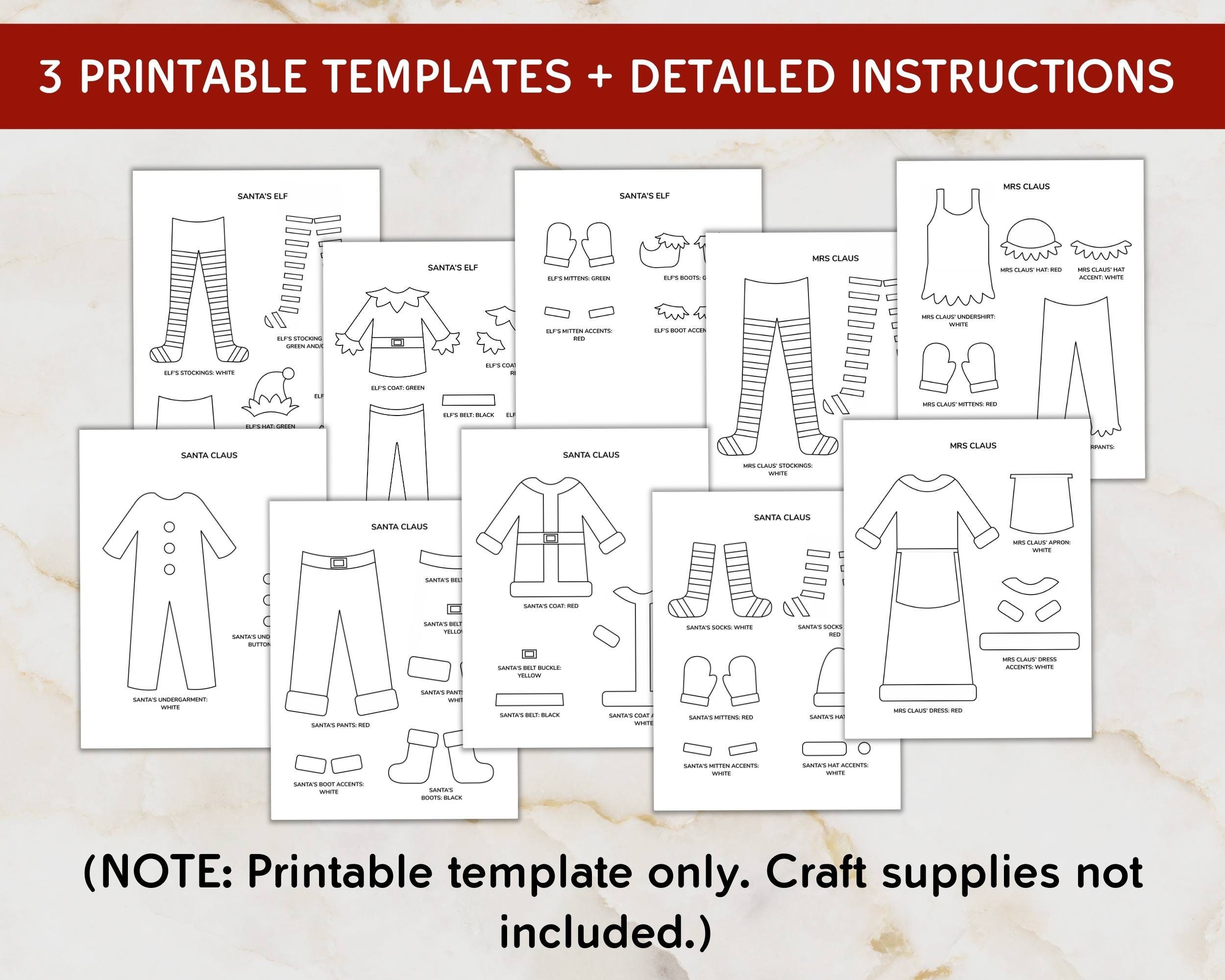 Printable Templates for Santa's Clothesline Mrs Claus - Etsy