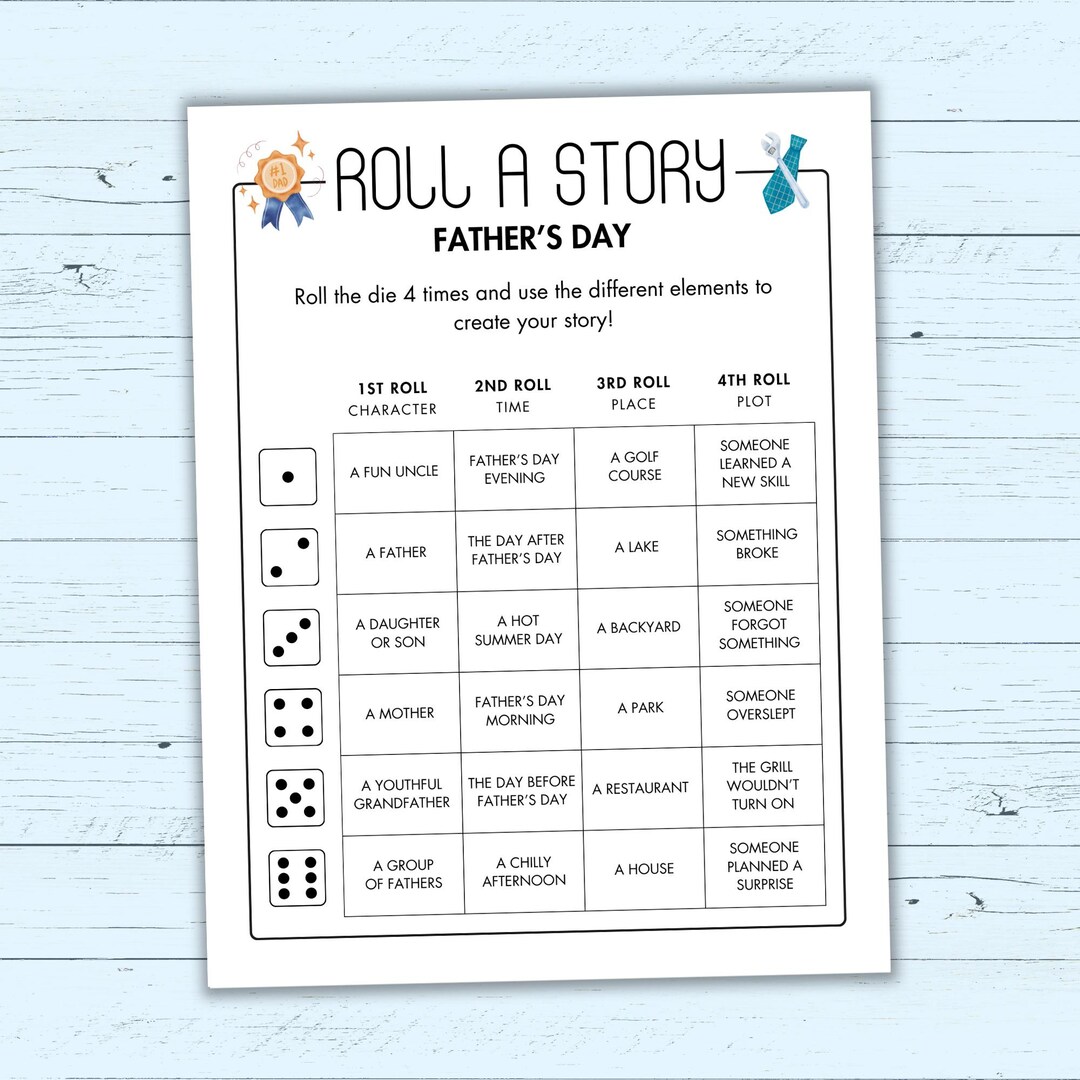 Father's Day Roll a Story - Creative Writing Prompts - Printable Story ...