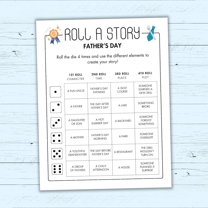 Father's Day Roll a Story - Creative Writing Prompts - Printable Story ...