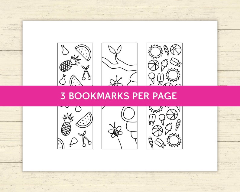 Printable Summer Coloring Bookmarks Set of 6 PDF Instant - Etsy
