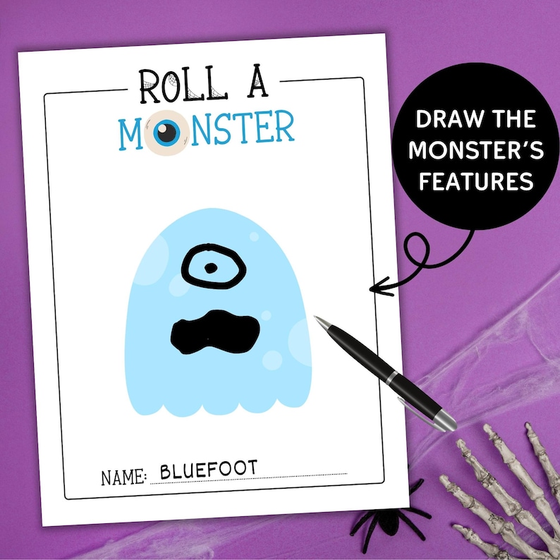 Roll a Monster Game - Printable Halloween Game - Halloween Activity for ...
