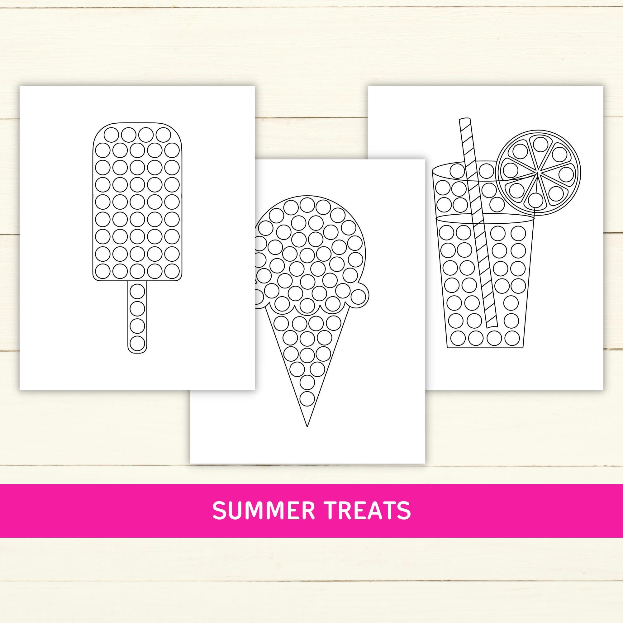 Summer Dot Marker Coloring Pages - Dot Marker Worksheets - Preschool ...