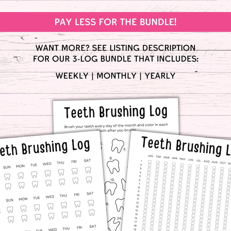 Weekly Teeth Brushing Tracker - Printable Teeth Brushing Log - Dental ...