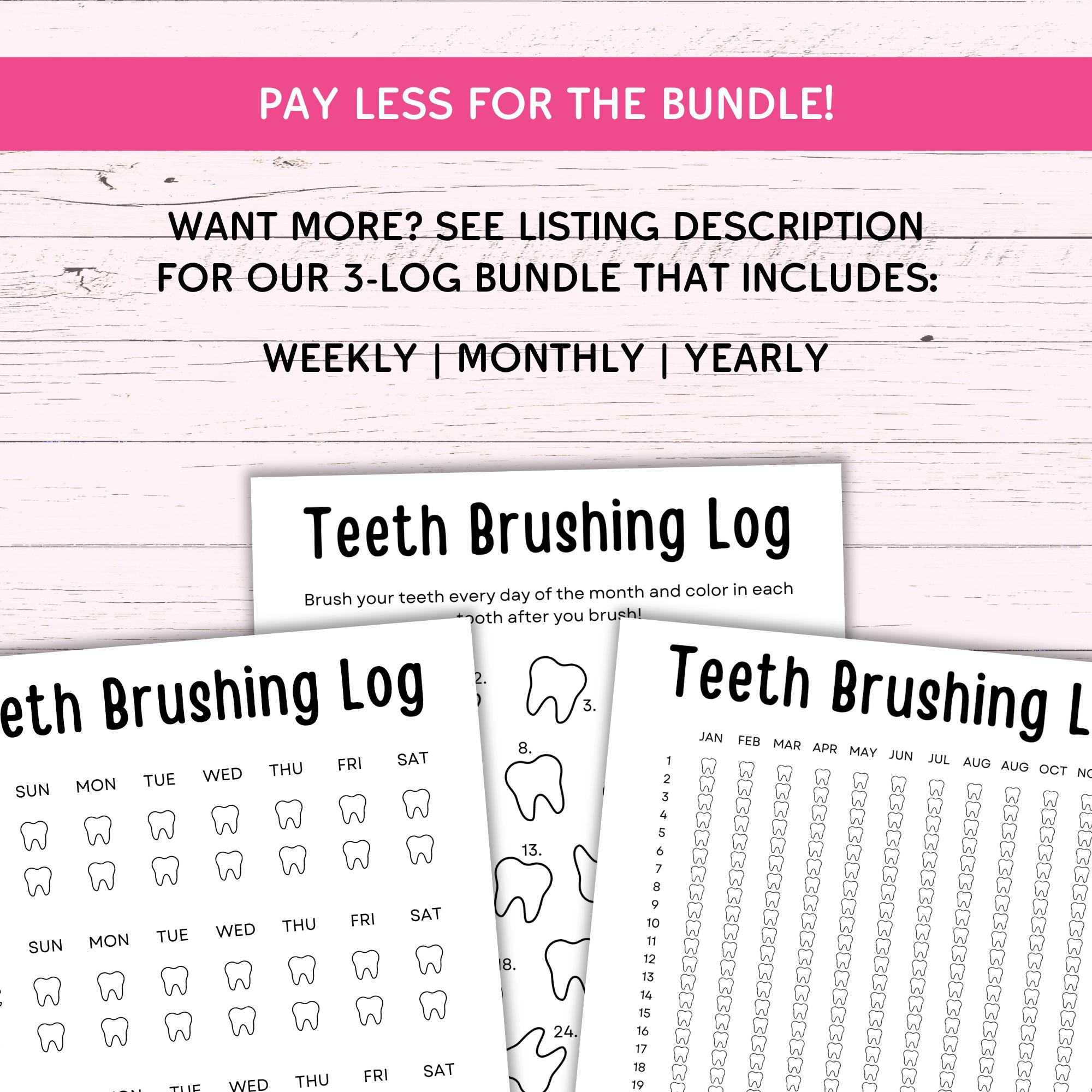 Weekly Teeth Brushing Tracker - Printable Teeth Brushing Log - Dental ...