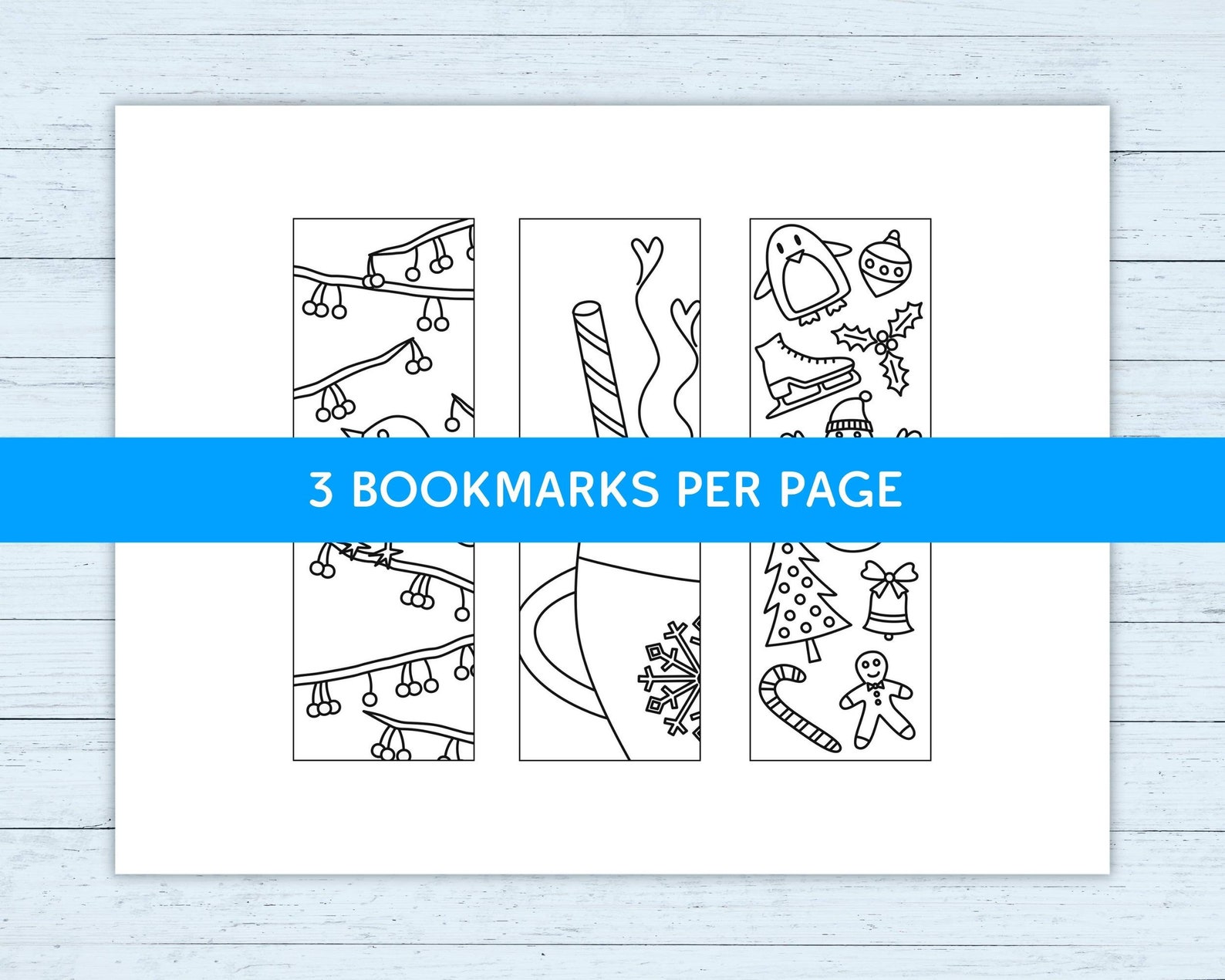 Printable Winter Coloring Bookmarks Set of 6 PDF Instant - Etsy