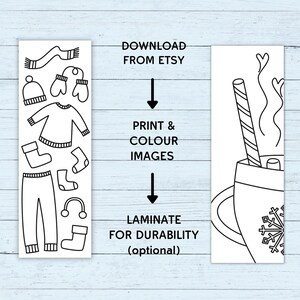 Printable Winter Coloring Bookmarks - Set of 6 - PDF Instant Digital ...