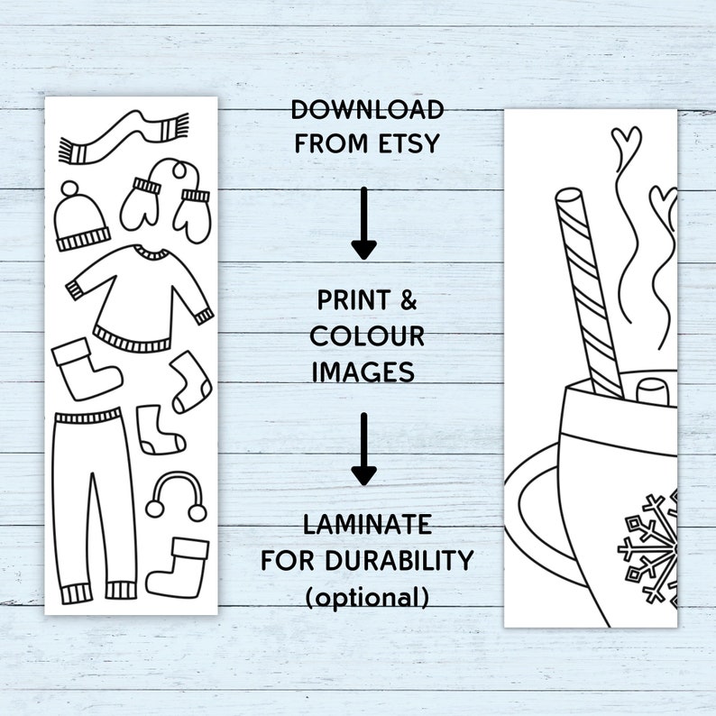 Printable Winter Coloring Bookmarks - Set of 6 - PDF Instant Digital ...