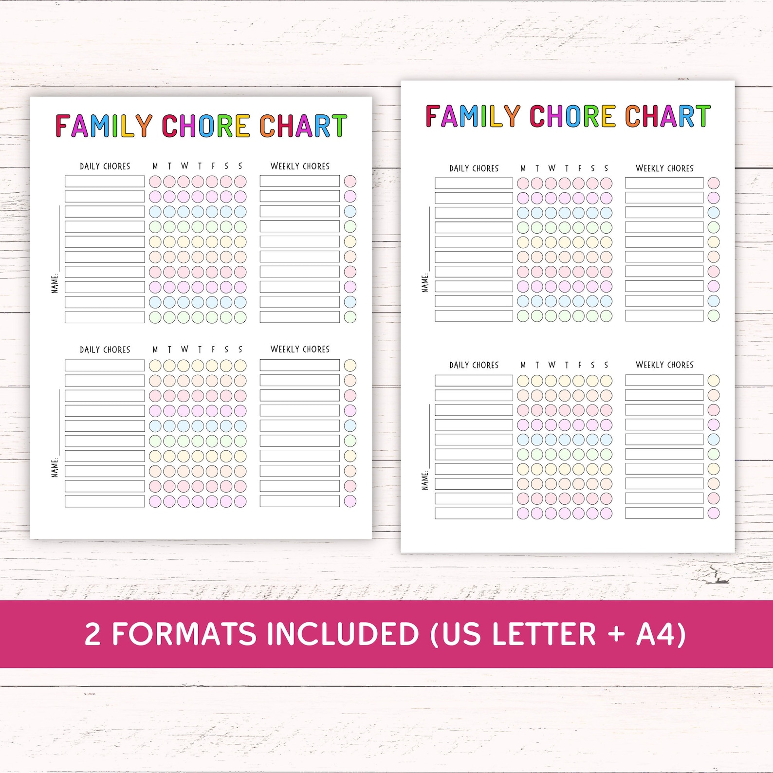 Printable Family Chore Chart - Editable Chore Chart for Multiple Kids ...