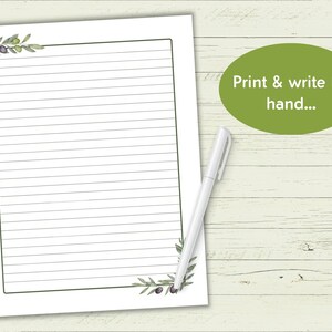 Cute Printable Olive Branch Stationery Digital Note Paper - Etsy
