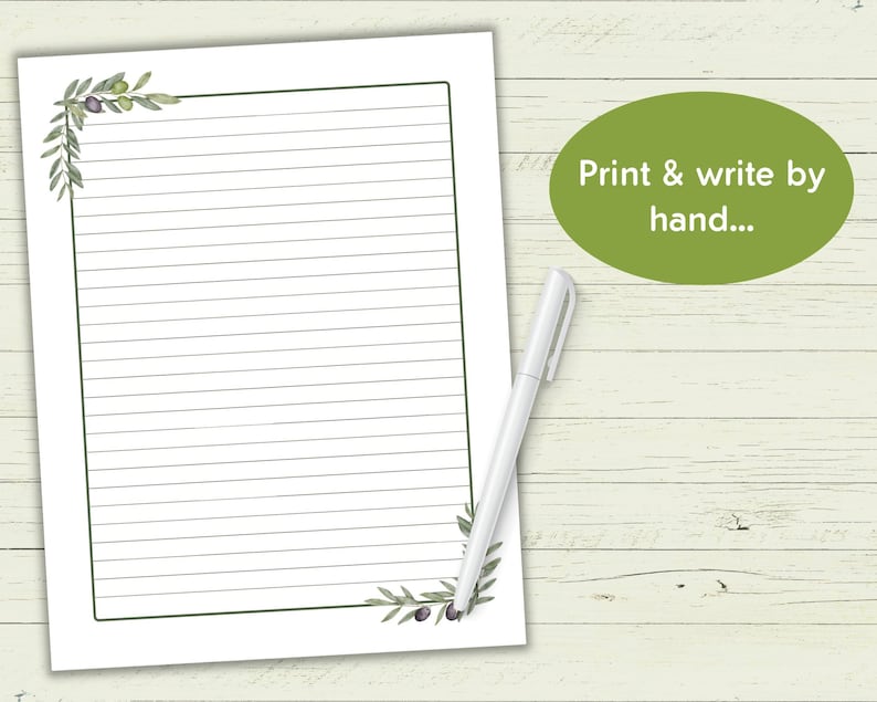 Cute Printable Olive Branch Stationery Digital Note Paper - Etsy