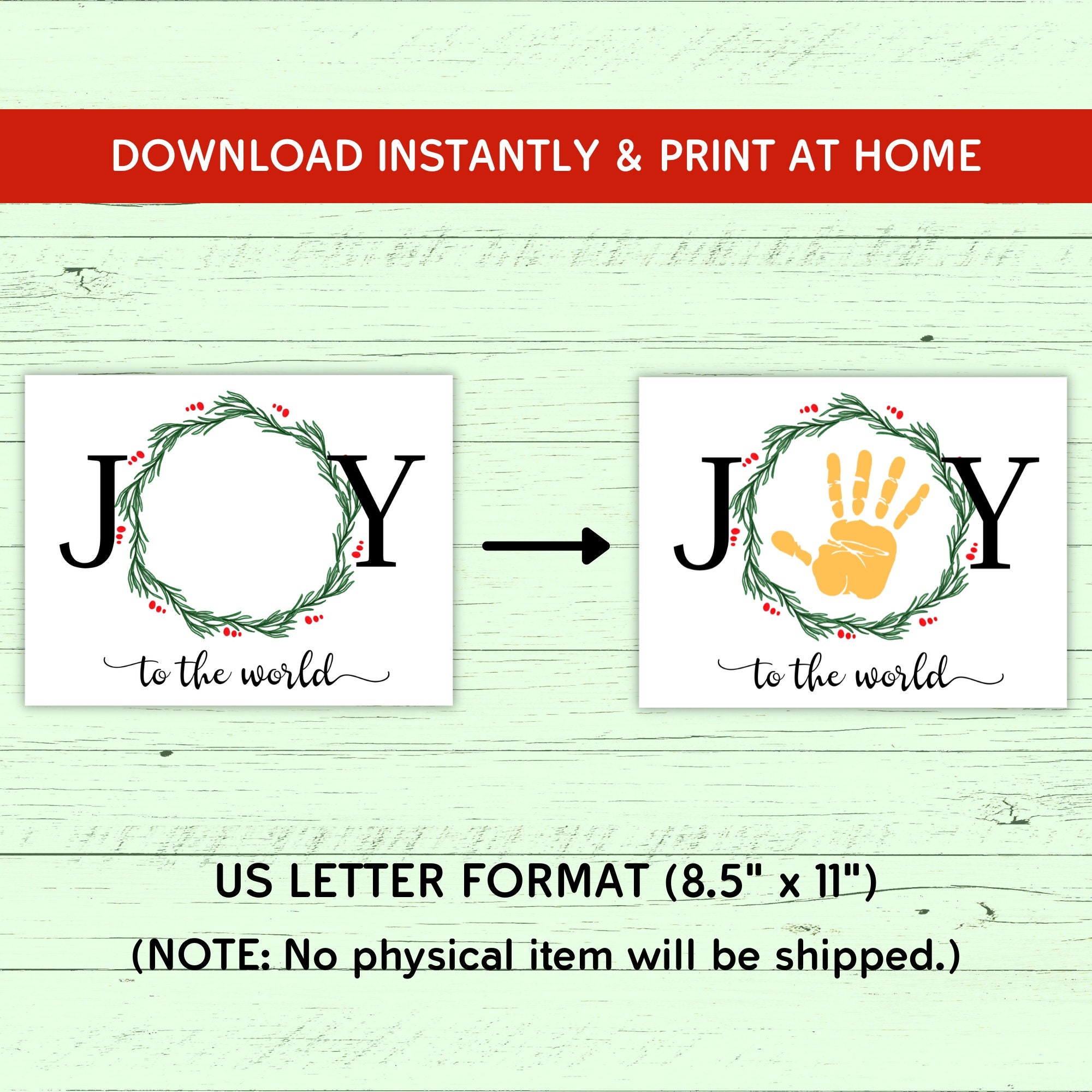 JOY Christmas Handprint Art Template - Christmas Handprint Keepsake ...