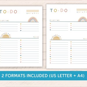Printable Boho To-do List US Letter A4 Editable Instant - Etsy