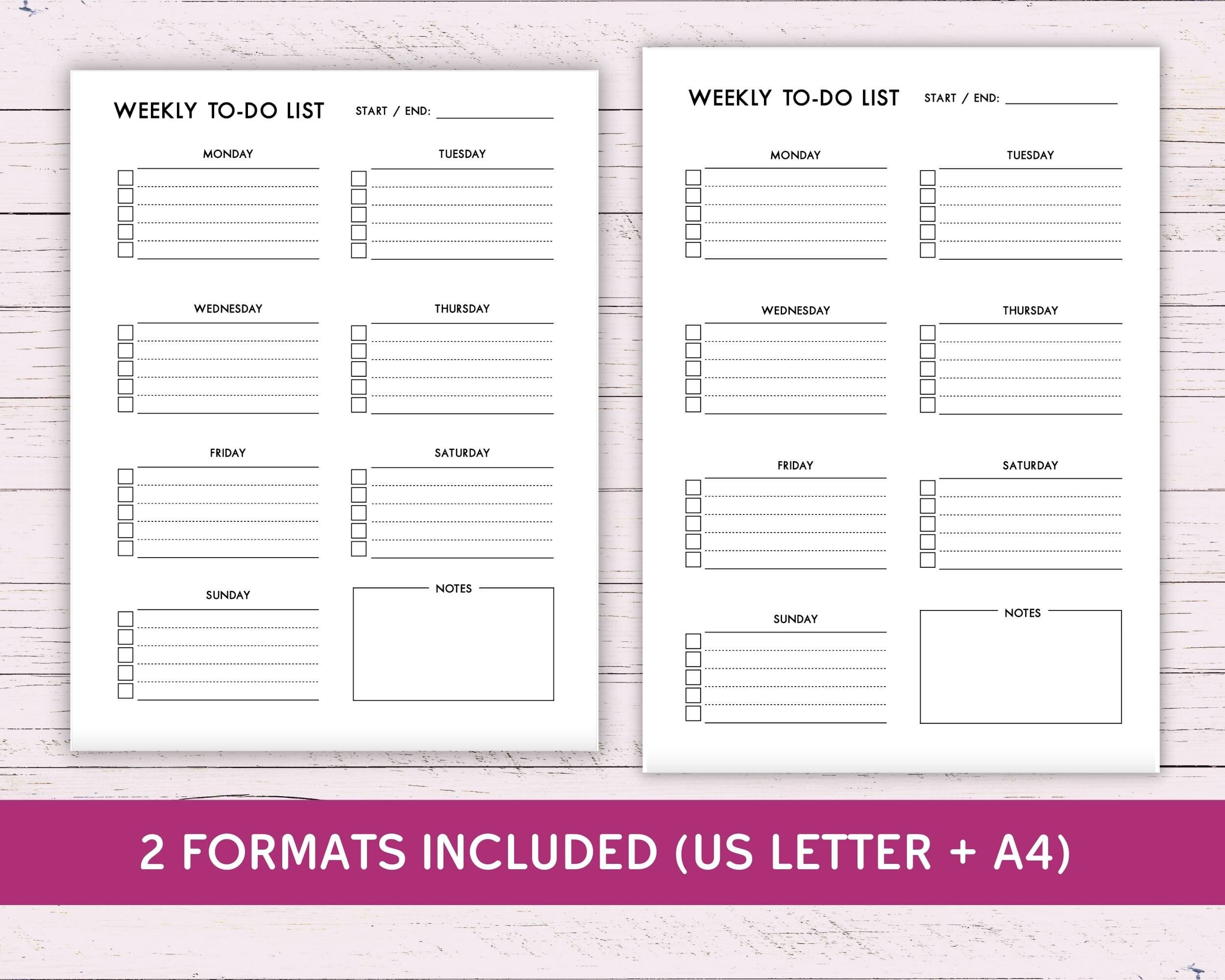 Printable Weekly To-do List Blank Fillable PDF Weekly - Etsy