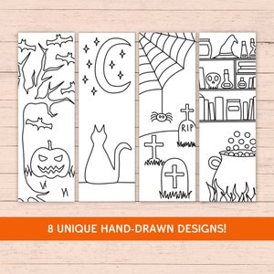 Printable Halloween Coloring Bookmarks - Set of 8 - PDF Instant Digital ...