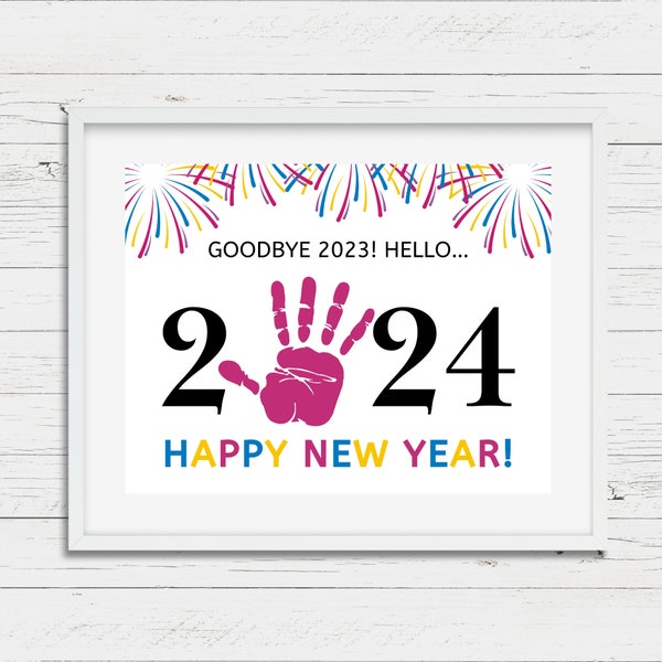New Years Handprint Template - Etsy