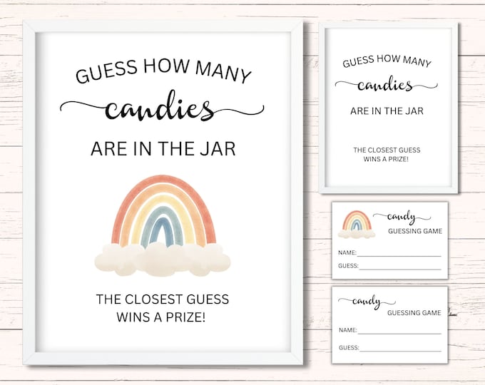 Candy Guessing Game Printable, Guess How Many Candies Sign & Cards ...