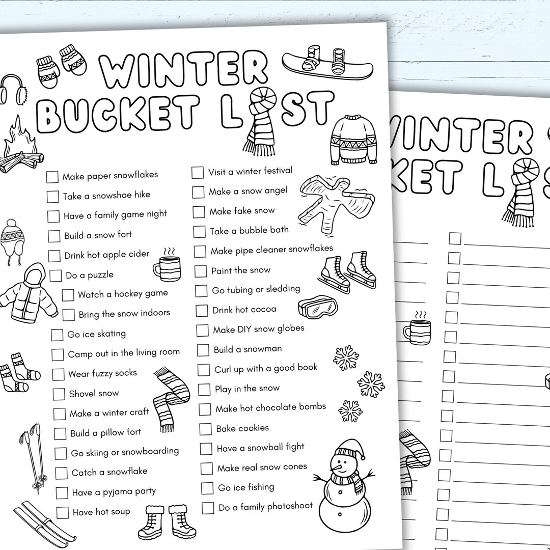 Winter Bucket List Printable - Winter Activity Checklist - Kids' Winter ...