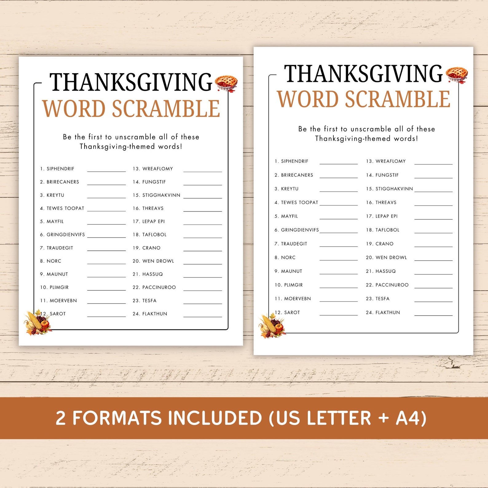Thanksgiving Word Scramble - Printable Thanksgiving Activity ...