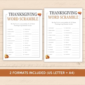 Thanksgiving Word Scramble - Printable Thanksgiving Activity ...