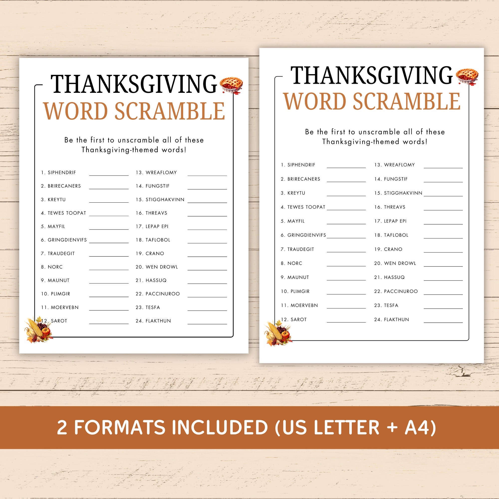 Thanksgiving Word Scramble - Printable Thanksgiving Activity ...