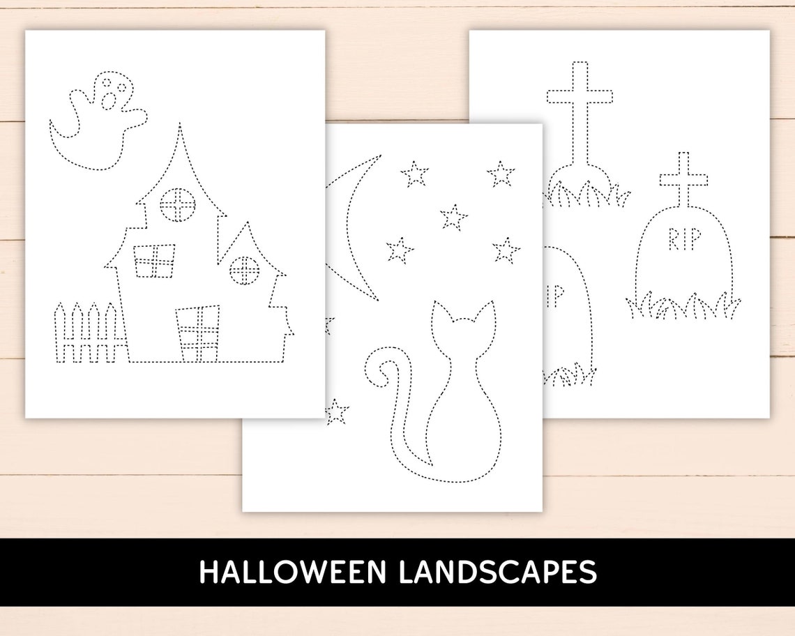 Printable Halloween Trace & Color Sheets Tracing Worksheets - Etsy Canada