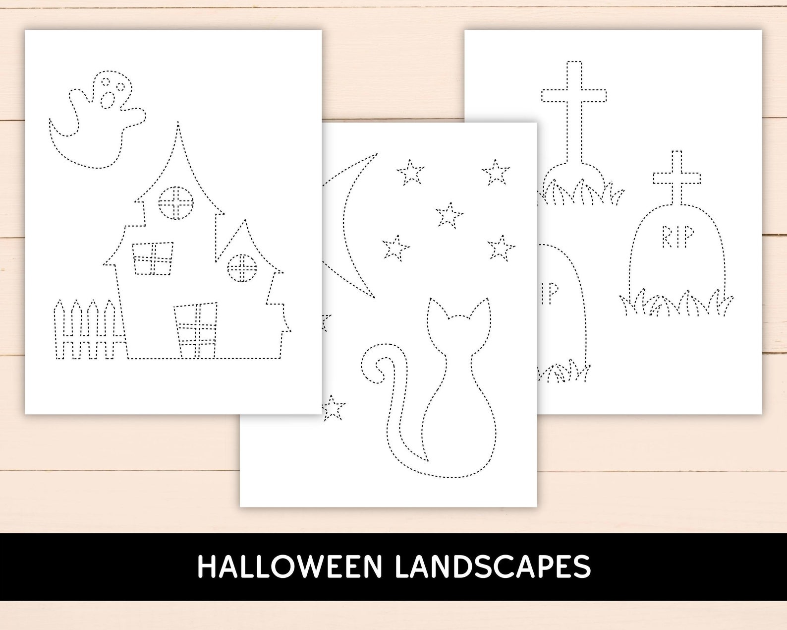 Printable Halloween Trace & Color Sheets Tracing Worksheets - Etsy Canada
