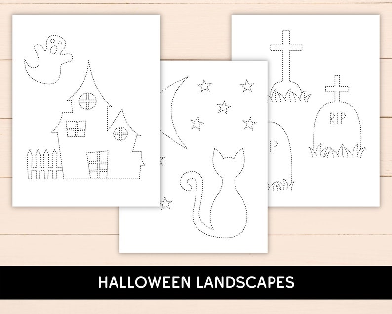 Printable Halloween Trace & Color Sheets Tracing Worksheets - Etsy Canada