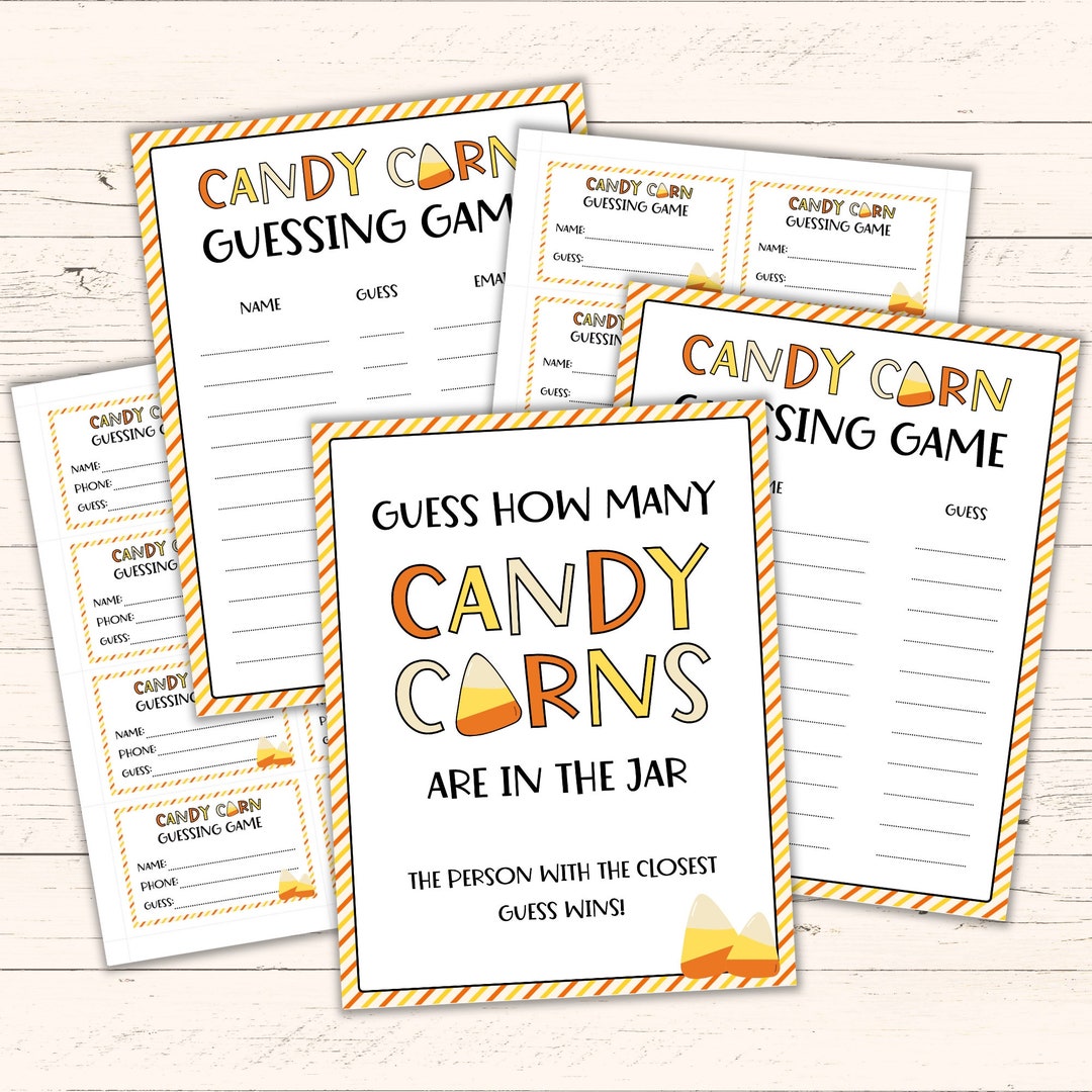 Candy Corn Guessing Game - Printable Halloween Party Game - Classroom ...
