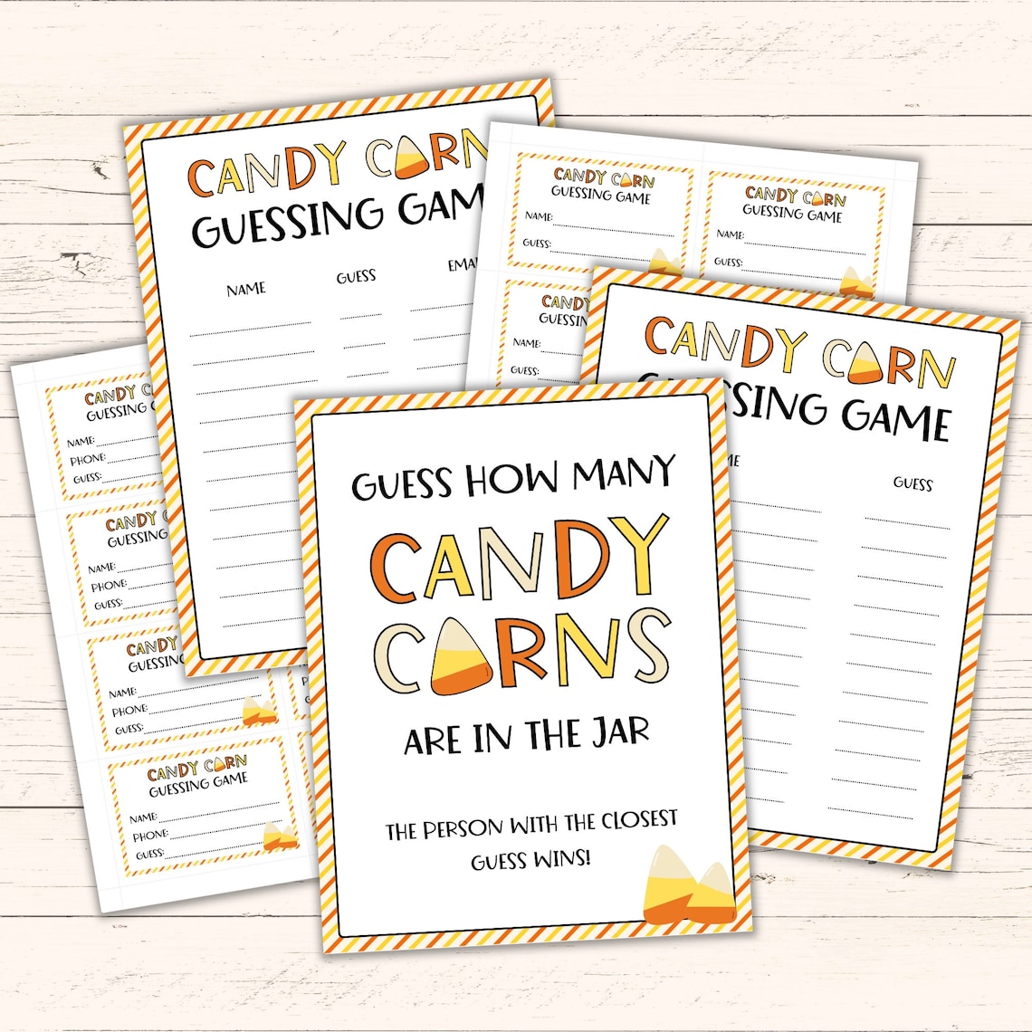 Candy Corn Guessing Game - Printable Halloween Party Game - Classroom ...