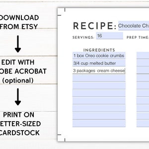 Editable Recipe Card Template 4x6 and 5x7 - Etsy