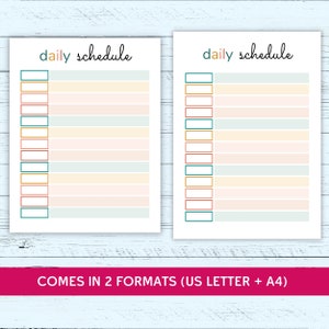 Editable Daily Schedule Template for Kids - Printable Kids' Daily ...