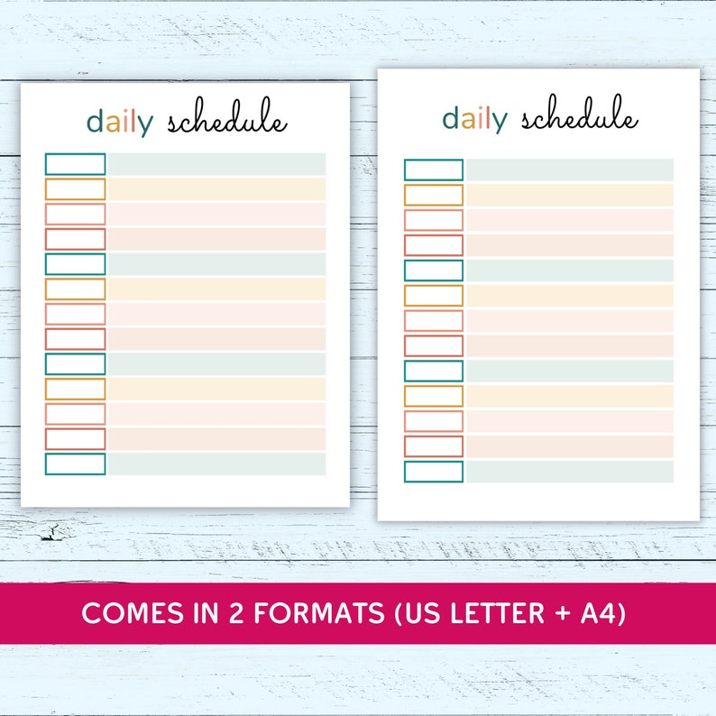 Editable Daily Schedule Template for Kids Printable Kids' Daily ...