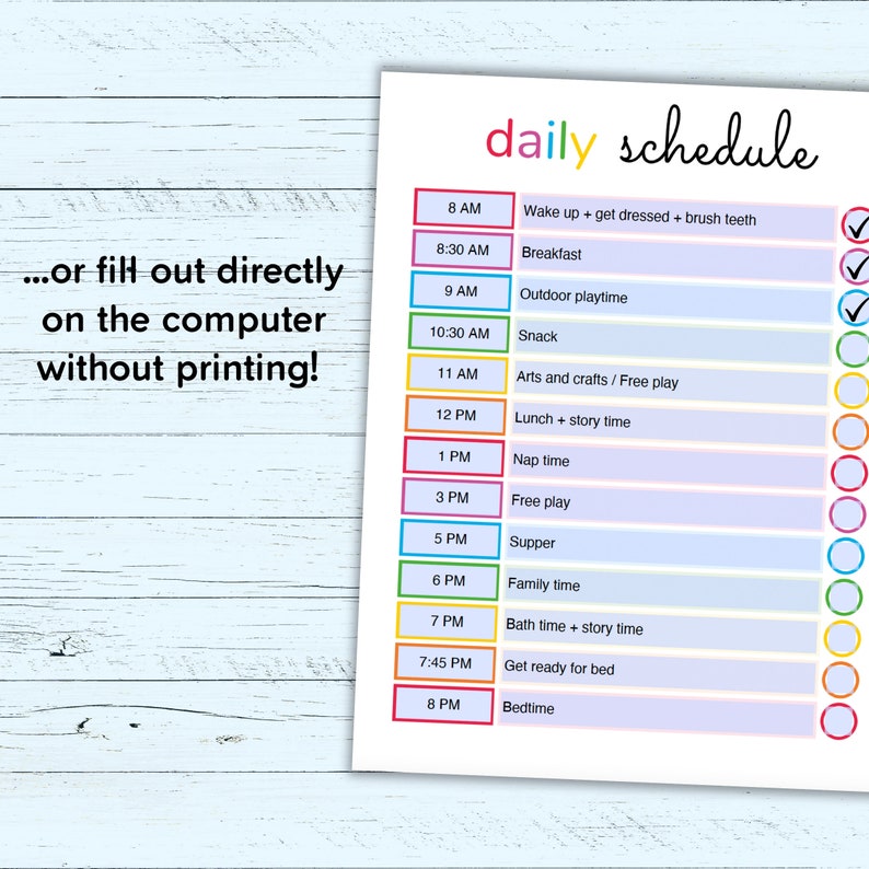 Editable Daily Schedule Template for Kids Printable Kids' Daily ...
