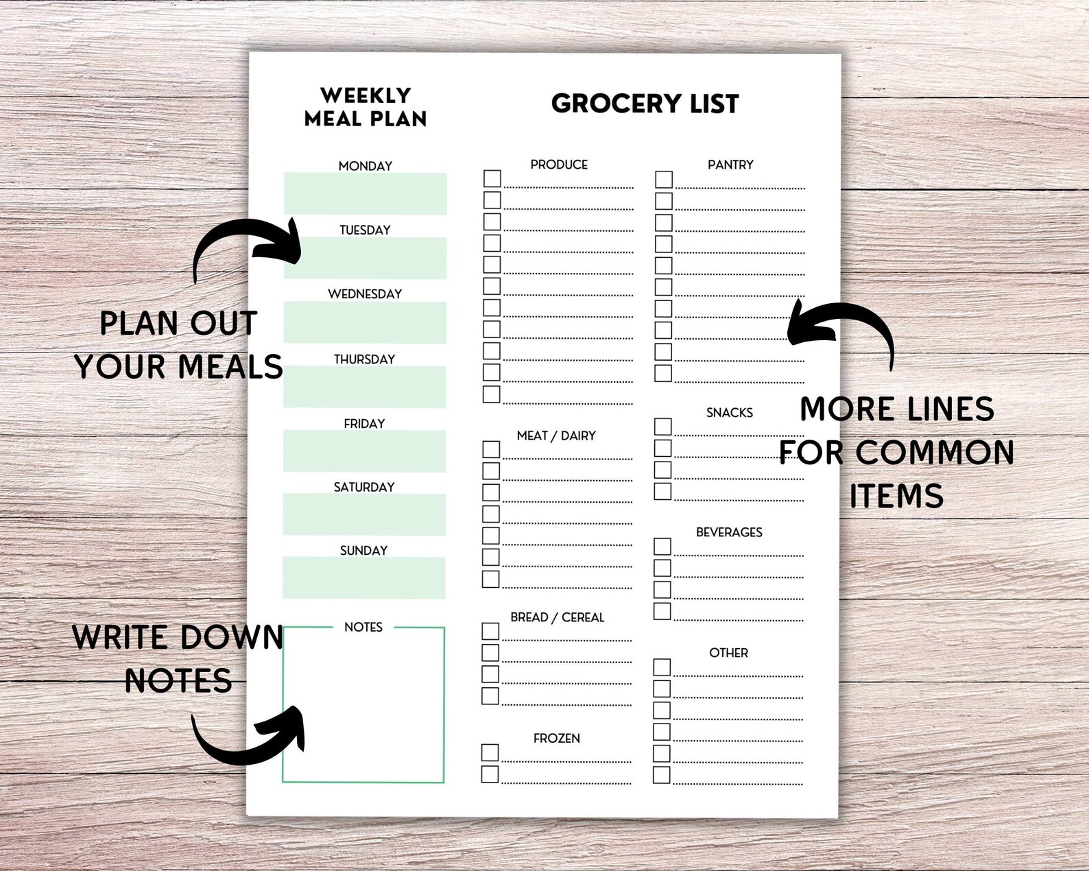 Printable Grocery List Menu Combo US Letter A4 Editable - Etsy