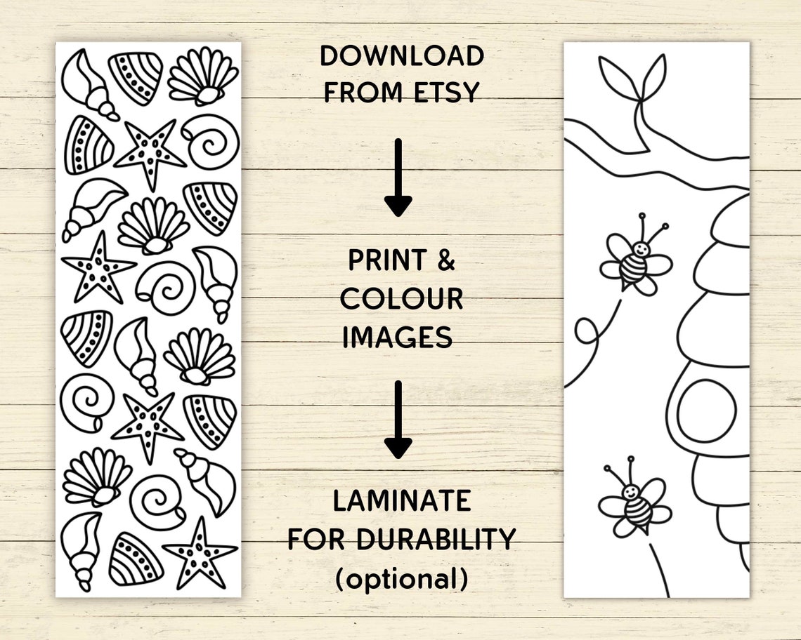 Printable Summer Coloring Bookmarks Set of 6 PDF Instant - Etsy