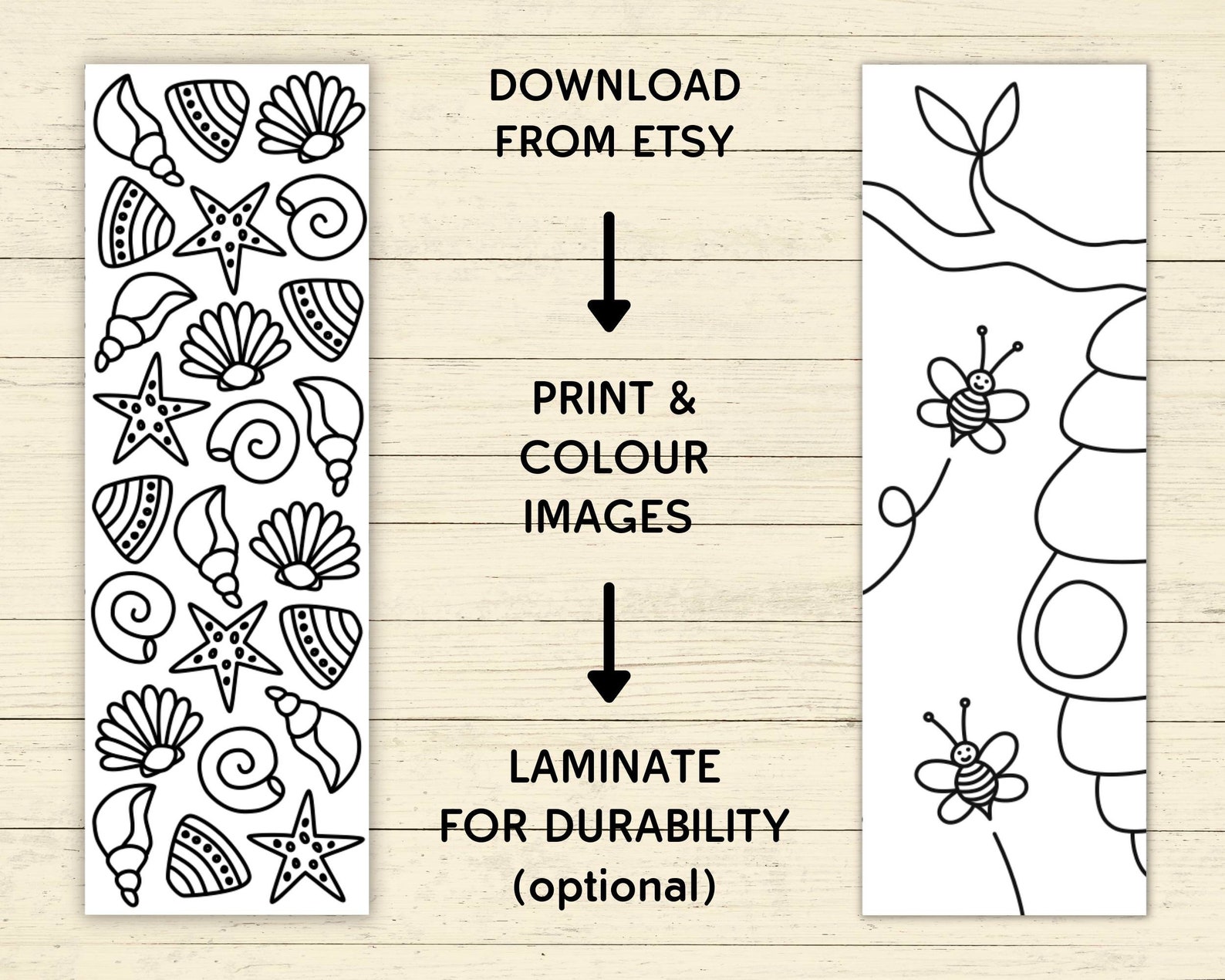 Printable Summer Coloring Bookmarks Set of 6 PDF Instant - Etsy