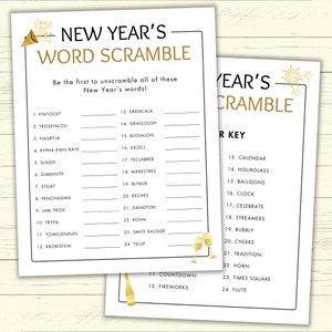 New Years Word Scramble - Printable New Year's Eve Activity - New Years ...